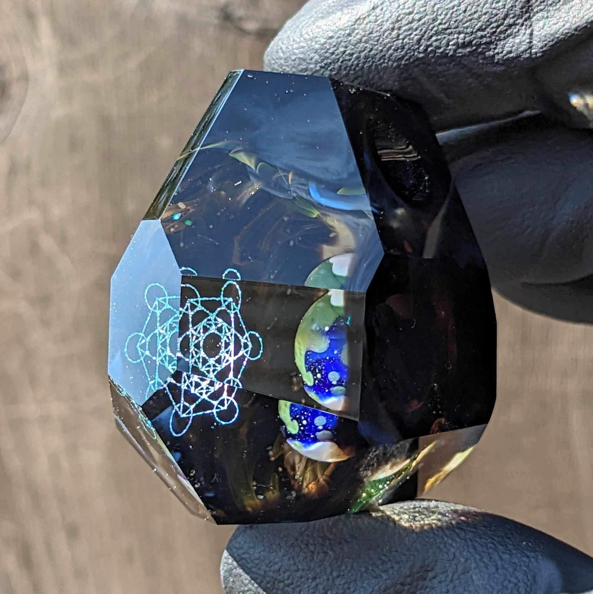 fully faceted earthly planet pendant – jes durfee glass art